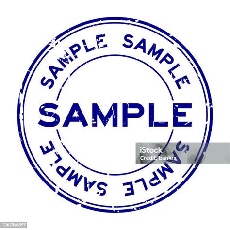 그런지 블루 샘플 워드 라운드 고무 씰 스탬프 에 흰색 배경 건강관리와 의술에 대한 스톡 벡터 아트 및 기타 이미지 건강
