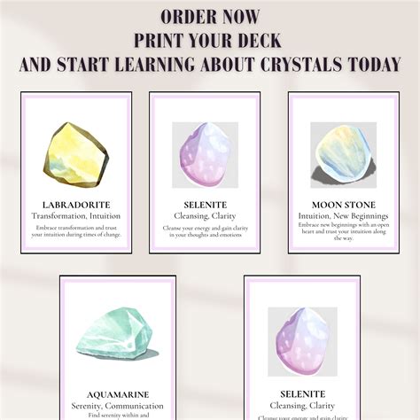 Crystal Oracle Deck Printable Crystal Tarot Deck Printable Oracle