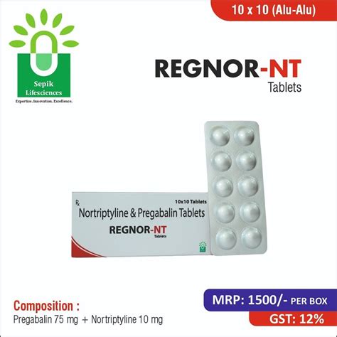 Regnor Nt Nortriptyline And Pregabalin Tablets At Rs 1500 Per Box Pregabalin Capsules