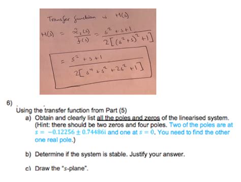 solved h s transfer function is h s 8₂ ls 5 st stl 2[ 5²
