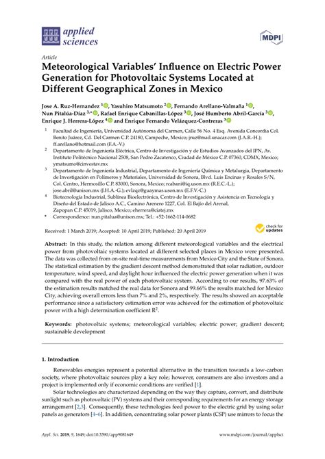 Pdf Meteorological Variables Influence On Electric Power Generation