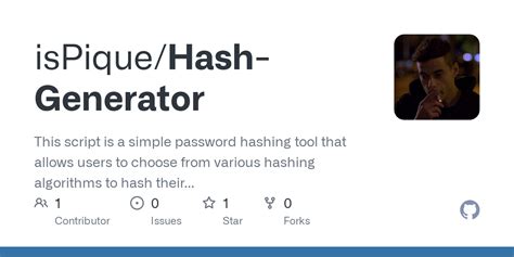 Github Ispiquehash Generator This Script Is A Simple Password Hashing Tool That Allows Users