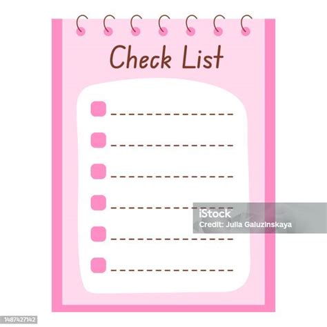나선형의 분홍색 체크리스트 플래너 의제 일정 체크리스트 노트북 카드 및 기타 문구류를 위한 템플릿입니다 계획 사무실 사업 작업