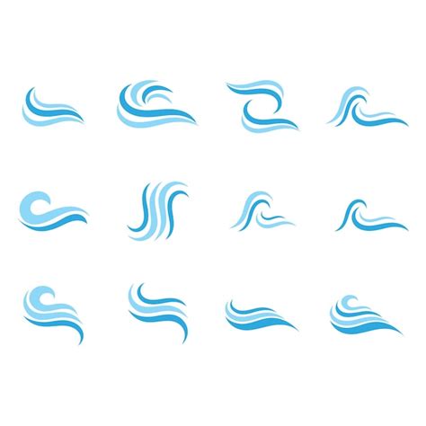 물 파도 해변 벡터 일러스트 디자인 로고 템플릿 프리미엄 벡터