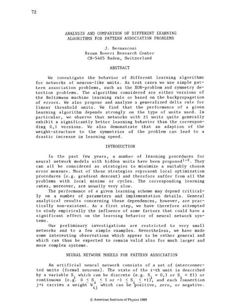 Pdf Analysis And Comparison Of Different Learning Algorithms · Analysis And Comparison Of