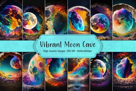 Vibrant Moon Cave Graphic By Curvedesign · Creative Fabrica