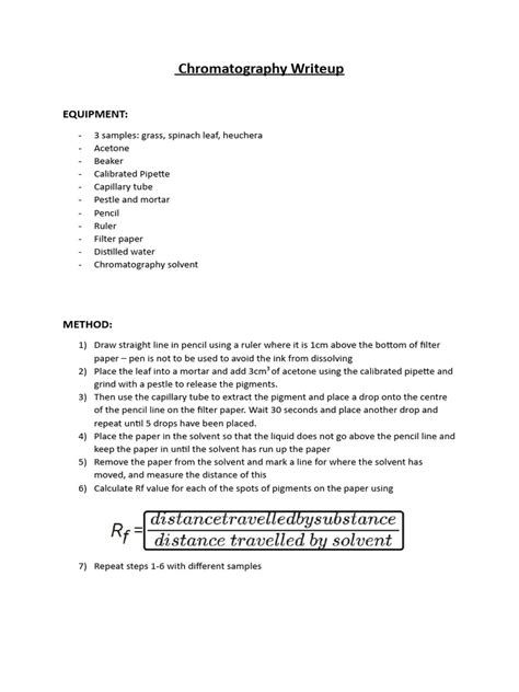 Biology Aqa A Level Required Practical Chromatography Writeup Download Free Pdf Solvent