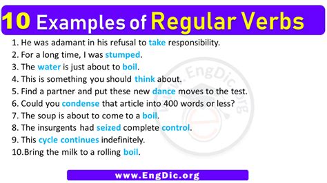 10 Examples Of Regular Verbs In Sentences EngDic