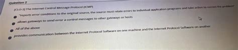 Solved Question 2 Iclo 3 The Internet Control Message