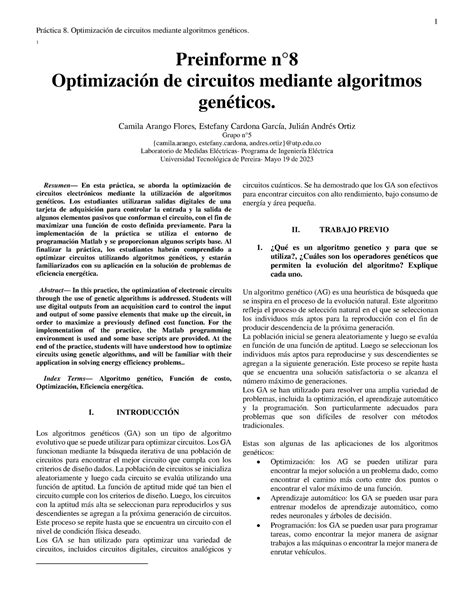 Optimización De Circuitos Mediante Algoritmos Genéticos 1 Práctica 8