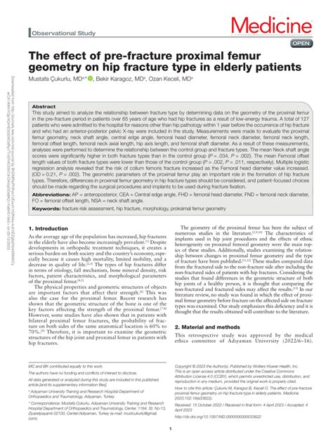 Pdf The Effect Of Pre Fracture Proximal Femur Geometry On Hip