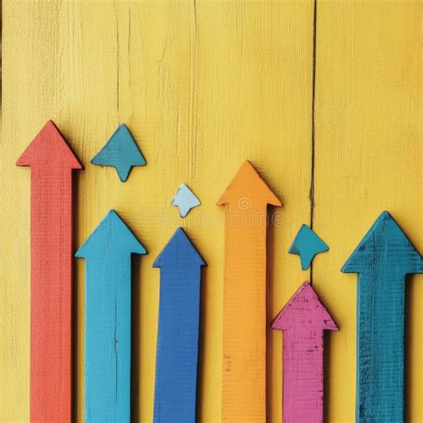 Colorful Arrows Pointing Upwards On A Vibrant Yellow Background Illustrating Growth And Progress