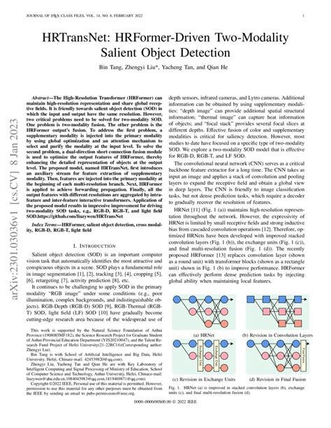 Hrtransnet Hrformer Driven Two Modality Salient Object Detection Deepai
