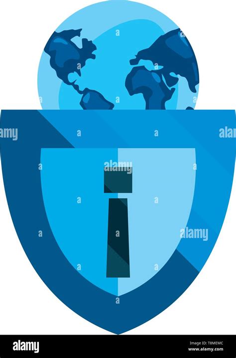 Shield Alert World Cybersecurity Data Protection Vector Illustration