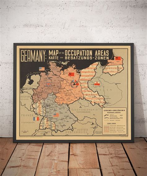 Nazi Germany World War 2 Map Post War East And West Germany Potsdam Co