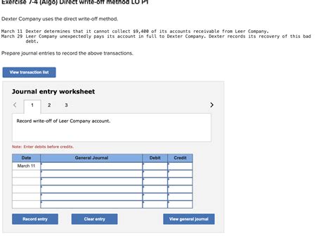 solved exercise 7 4 algo ﻿direct write off method lo