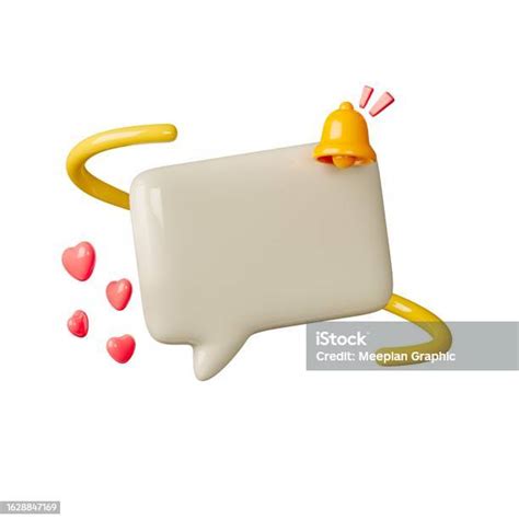 3d Speech Text Bubble Messages And Notification Bell Icon Realistic Elements 3d Rendering With
