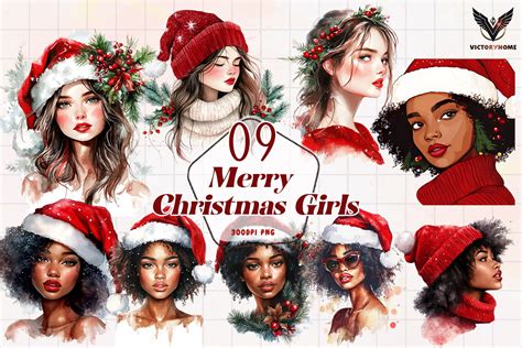 Merry Christmas Girls Clipart Png Graphic By Victoryhome · Creative Fabrica