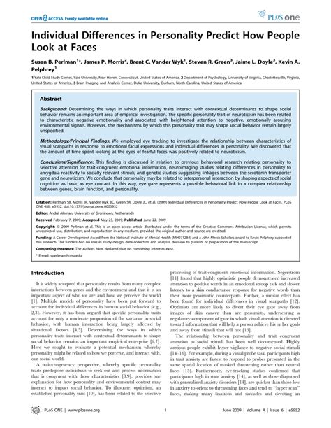 Pdf Individual Differences In Personality Predict How People Look At Faces