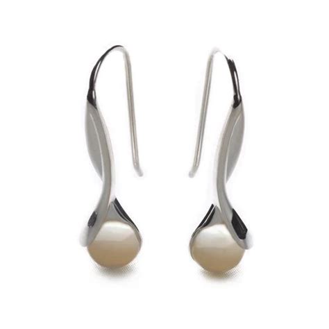 ვერცხლის საყურეები სადაფის თვლით