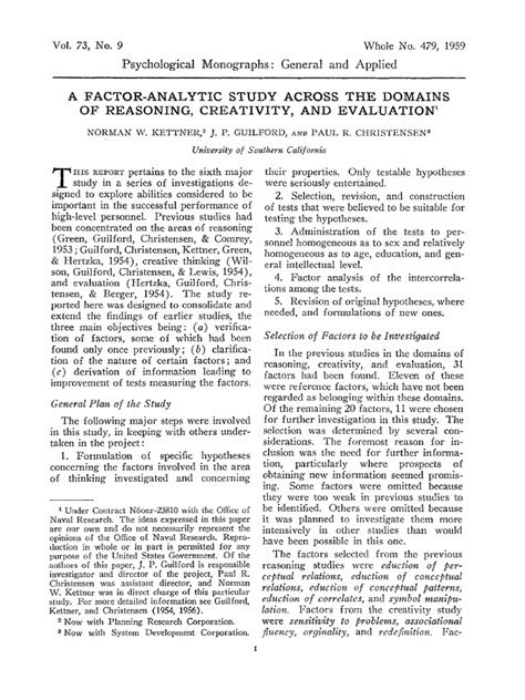 A Factor Analytic Study Across The Domains Of Reasoning Creativity