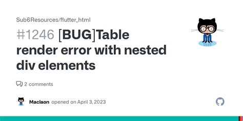 BUG Table Render Error With Nested Div Elements Issue Sub Resources Flutter Html GitHub