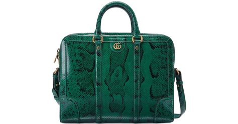 Gucci Python Briefcase With Double G In Green For Men Lyst