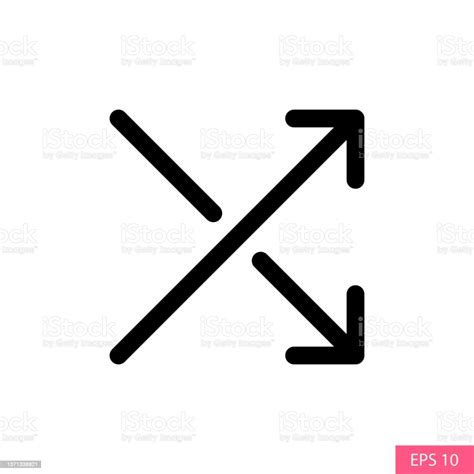 웹 사이트 디자인 앱 Ui를 위한 라인 스타일 디자인의 셔플 랜덤 또는 믹스 미디어 벡터 아이콘은 흰색 배경에서 격리됩니다 편집 가능한 스트로크 Eps 10 벡터