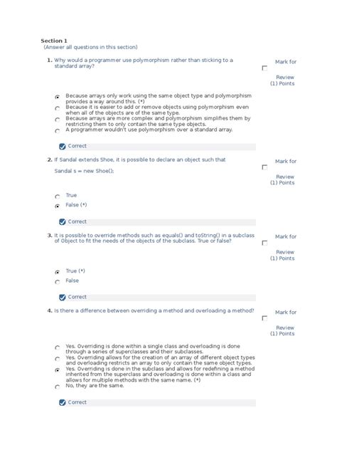 Section 1 Answer All Questions In This Section 1 Why Would A Programmer Use Polymorphism