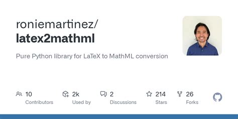 Github Roniemartinezlatex2mathml Pure Python Library For Latex To Mathml Conversion