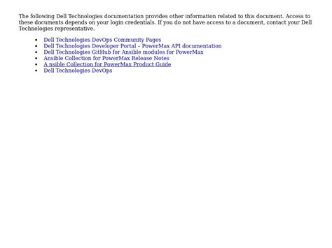 Dell Technologies Documentation Dell Powermax Ansible Modules Best Practices Dell