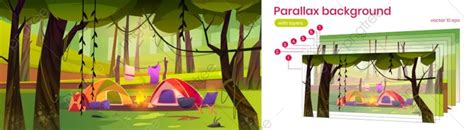 캠핑 텐트와 시차 배경 여름 캠프 만화 에 상호 작용 배경 일러스트 및 사진 무료 다운로드 Pngtree Background Summer Camp Tent