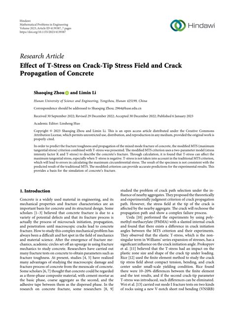 Pdf Effect Of T Stress On Crack Tip Stress Field And Crack Propagation Of Concrete