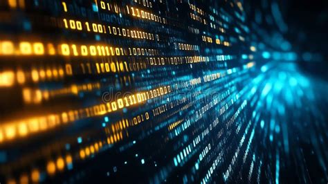 Abstract Digital Background Featuring Glowing Binary Code In Vibrant Blue And Orange Hues Ideal