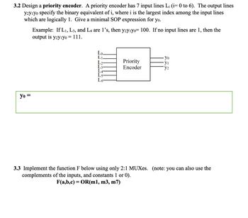 Answered 3 2 Design A Priority Encoder A Priority Encoder Has 7 Input Lines L I 0 To 6 The