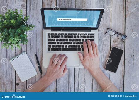 User Typing Password On Computer Security Code Stock Photo Image Of Login Digital