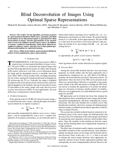 pdf blind deconvolution of images using optimal sparse representations