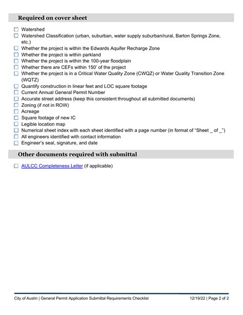 City Of Austin Texas General Permit Application Submittal Requirements