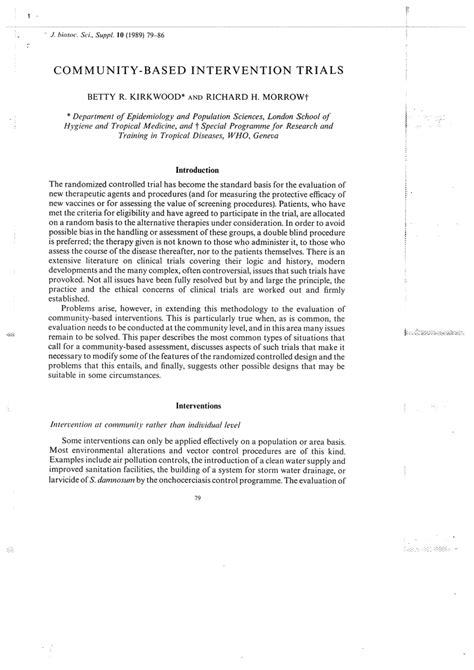 Pdf Community Based Intervention Trials