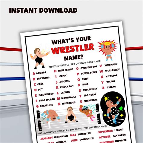 Whats Your Wrestler Name Printable Wrestler Name Creator Printable
