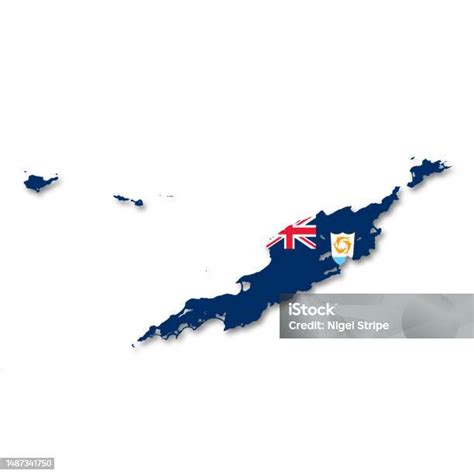 클리핑 경로가 있는 흰색 배경 3d 그림에 앵귈라 깃발 지도 0명에 대한 스톡 벡터 아트 및 기타 이미지 0명 개념