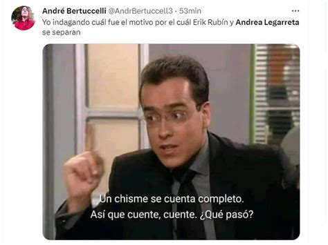 andrea legarreta y erik rubín usuarios en redes sociales reaccionaron con memes a la separación