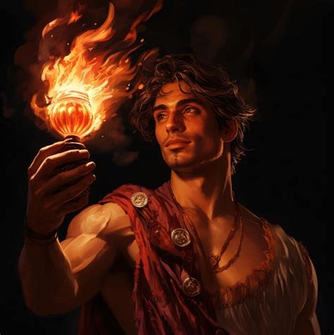 Premium Ai Image A Man Holding A Flaming Torch In His Hand With The Words God On It