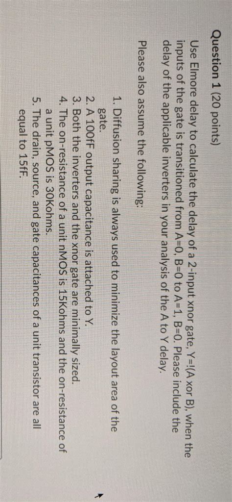 Solved Question 1 20 Points Use Elmore Delay To Calculate