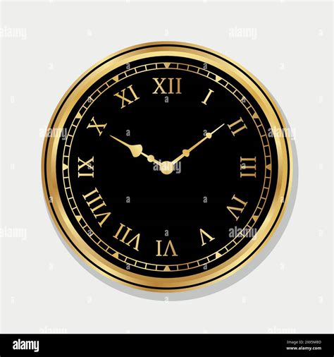 Luxurious Analog Clock Vector With Classic Roman Numbers And Numerals
