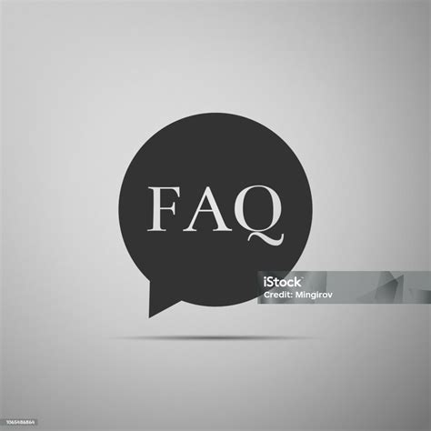 텍스트 Faq 정보 아이콘이 회색 배경에 고립 음성 거품이 있다 원 버튼 텍스트 질문입니다 평면 디자인입니다 벡터 일러스트 레이 션 Brand Name Online