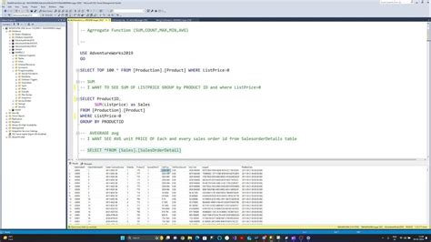11 sql server aggregate functions sum count avg max min