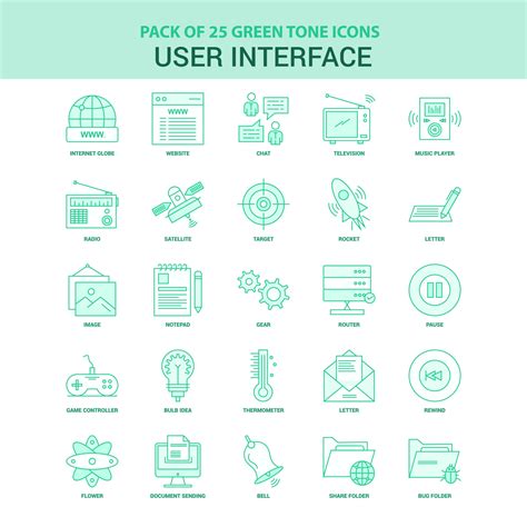 25 Green User Interface Icon Set 14247968 Vector Art At Vecteezy