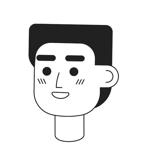Premium Vector Cheerful Young Man With Shining Smile Monochromatic Flat Vector Character Head