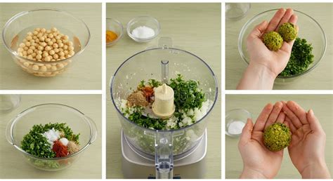 Making Falafel A Step By Step Guide With Vibrant Green Herbs And Chickpeas Stock Illustration